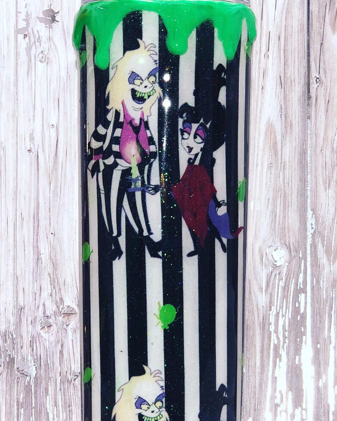 Beetle Juice Inspired Glow Slime Tumbler - Etsy
