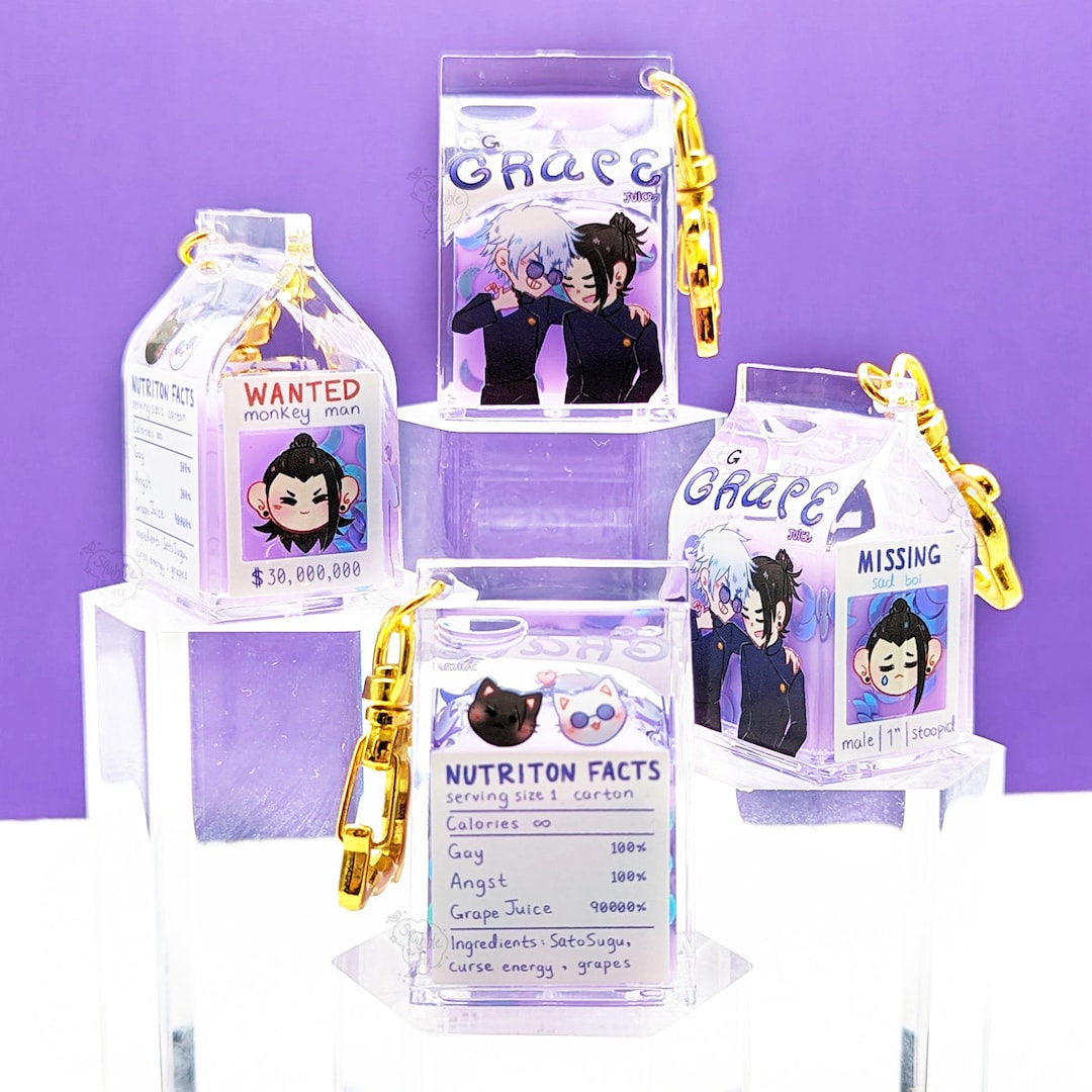 JJK Satosugu | GG Grape Juice Milk Carton Charms | Curse Fighting Anime ...