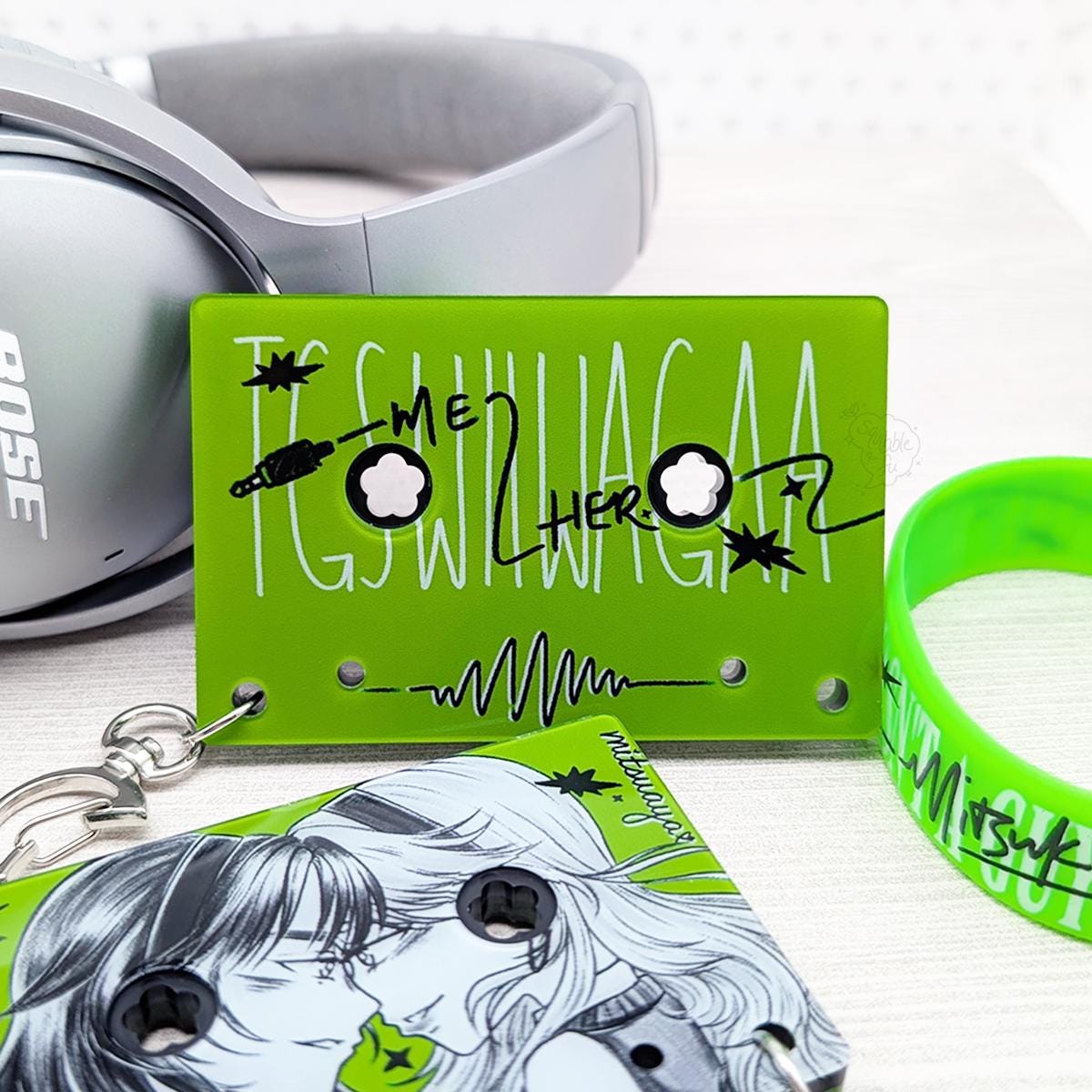 Mitsuaya Mixed Tape Cassette Keychain | TGSWIIWAGAA Green Yuri GL Manga ...