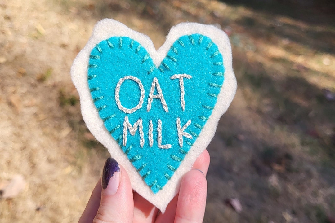 Oat Milk Sew-on Felt Patch, Hand-embroidered Patch for Jackets, Jeans ...
