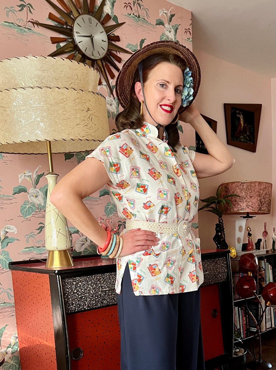 1940s 1950s Style Teatimer Tea Timer Blouse Tutti Frutti on - Etsy