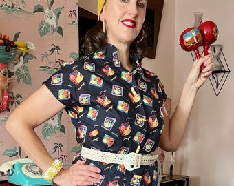 1940s 1950s Style Teatimer Tea Timer Blouse Tutti Frutti on - Etsy