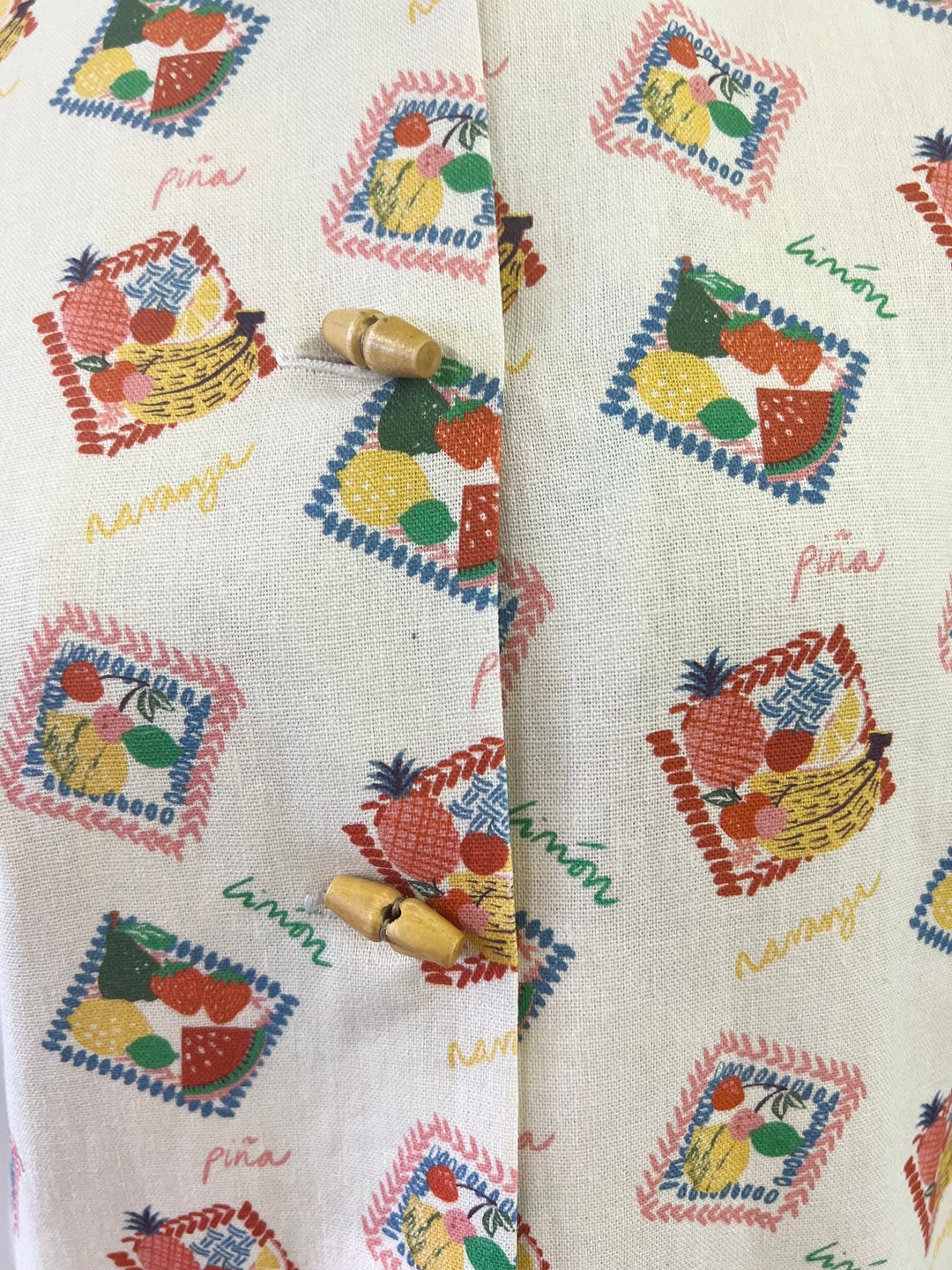 1940s 1950s Style Teatimer Tea Timer Blouse, Tutti Frutti on Cream ...