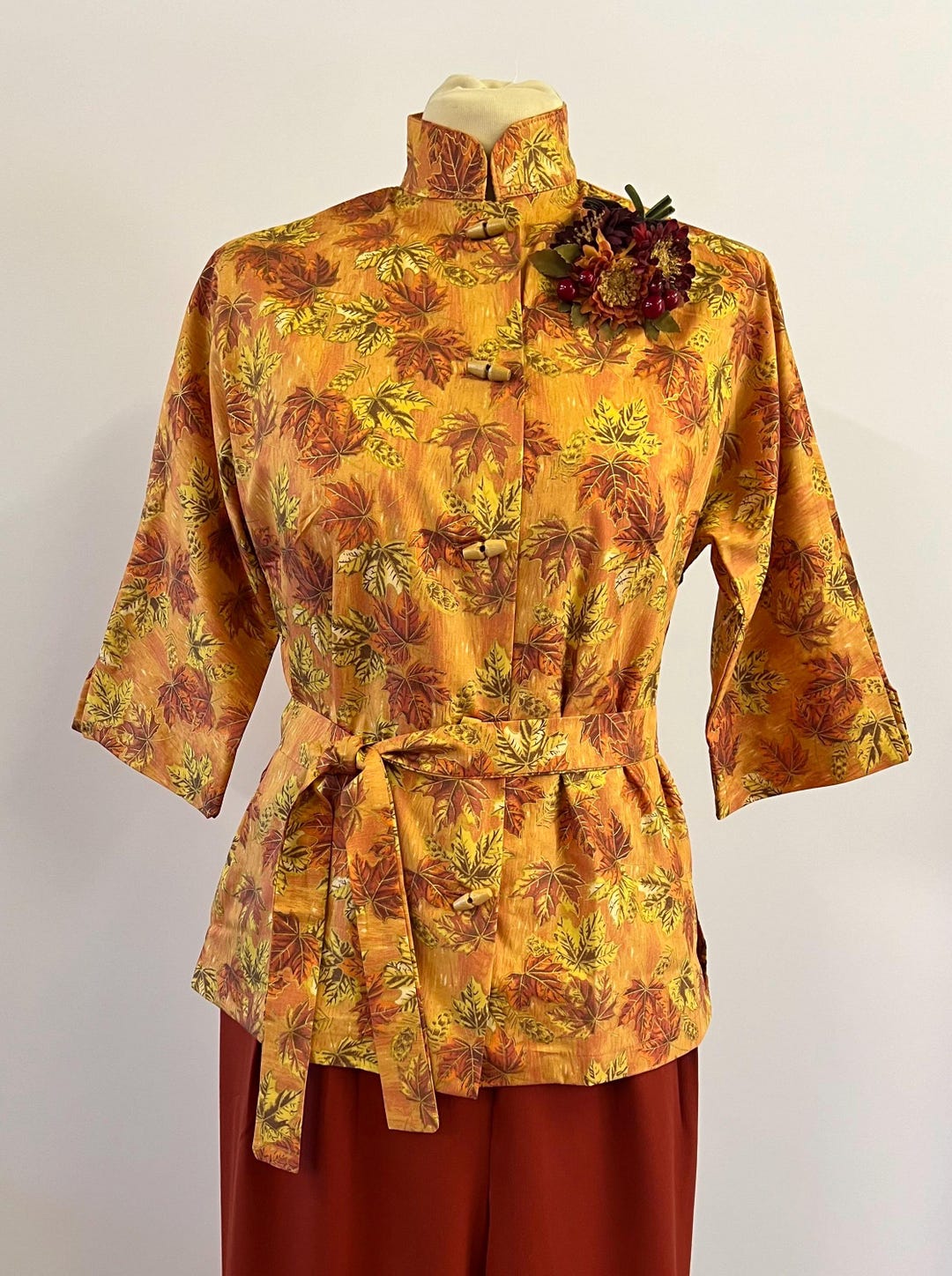 1940s 1950s Tea Timer Teatimer Blouse in Autumn Leaf Print, Pake Muu ...