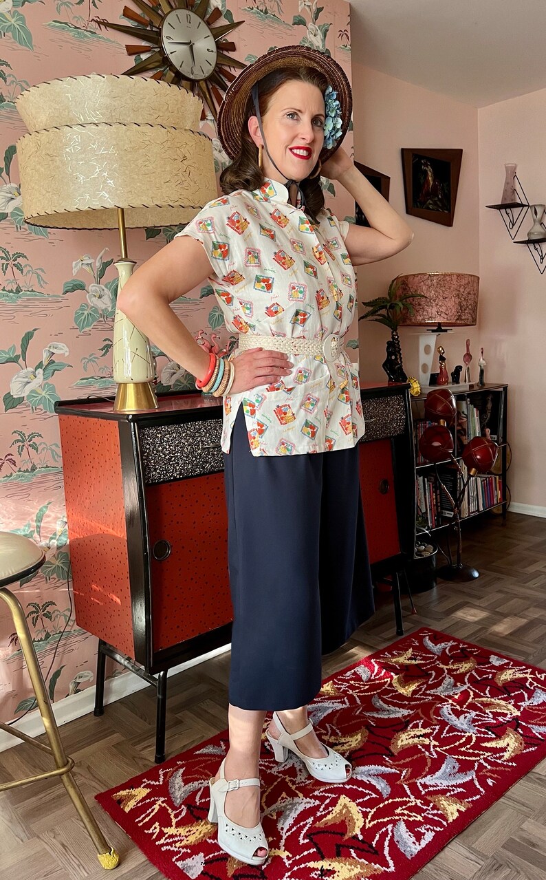 1940s 1950s Style Teatimer Tea Timer Blouse Tutti Frutti on - Etsy