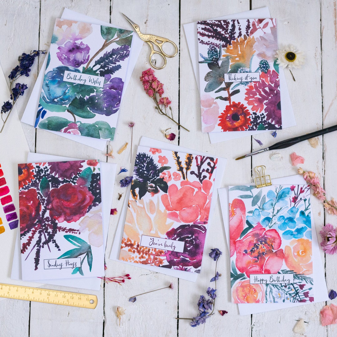 Floral Greetings Cards - Full Range (set of 12) - Etsy