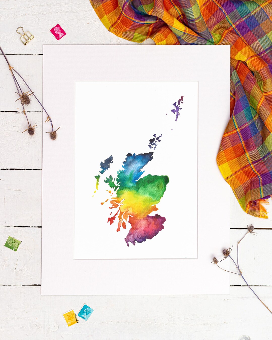 Scotland Watercolour Map Print - 2 Colours - Etsy
