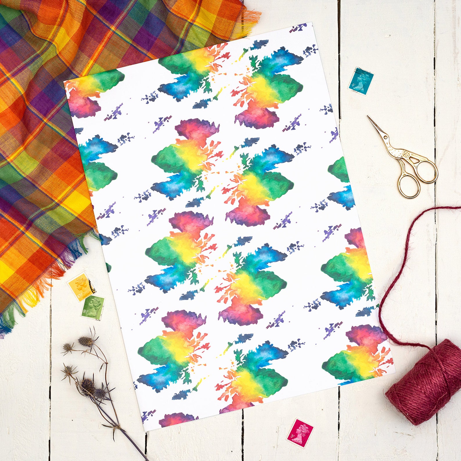 Scotland Watercolour Map Gift Wrap Set - Etsy