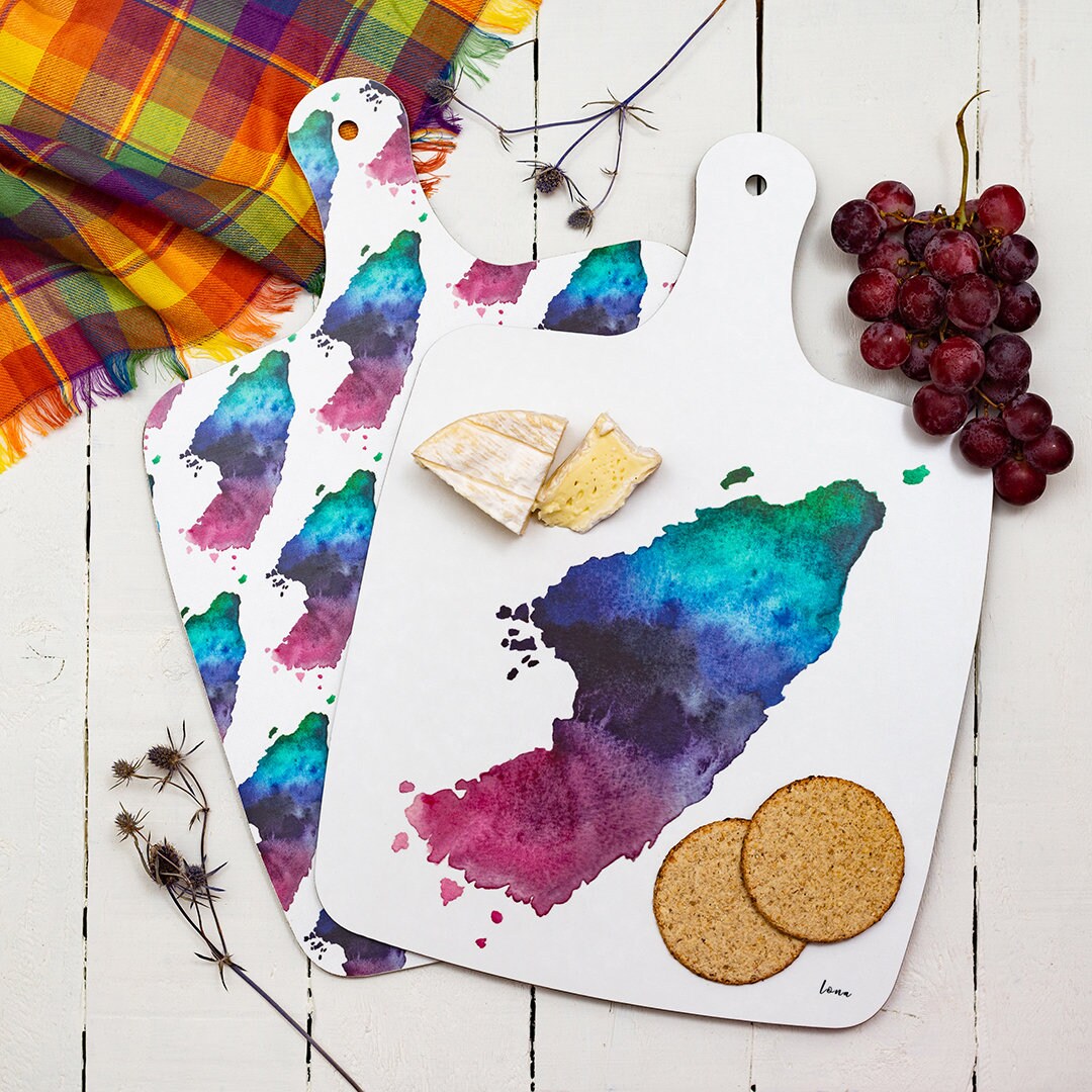 Iona Watercolour Map Chopping Board | Iona Map Cheese Board - Etsy