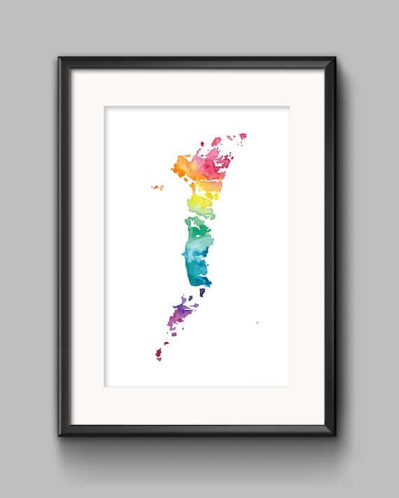 Uist Benbecula & Barra Watercolour Map Print | Etsy