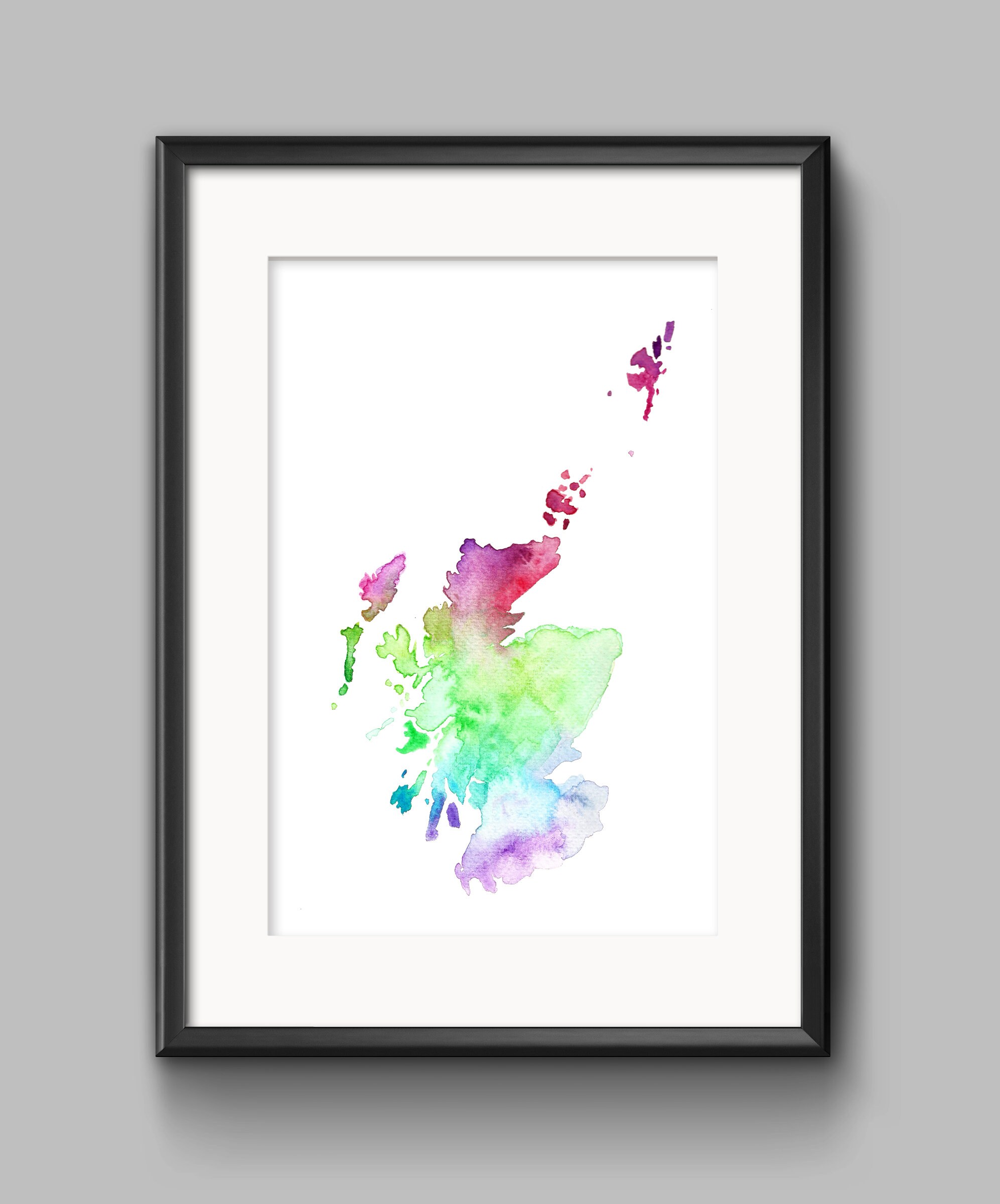 Scotland Watercolour Map Print - 2 Colours - Etsy