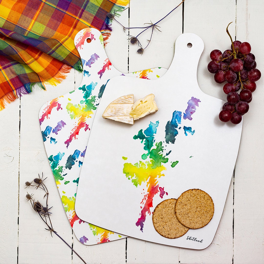 Shetland Map Cheese Board: Watercolor Art, Double-sided - Etsy