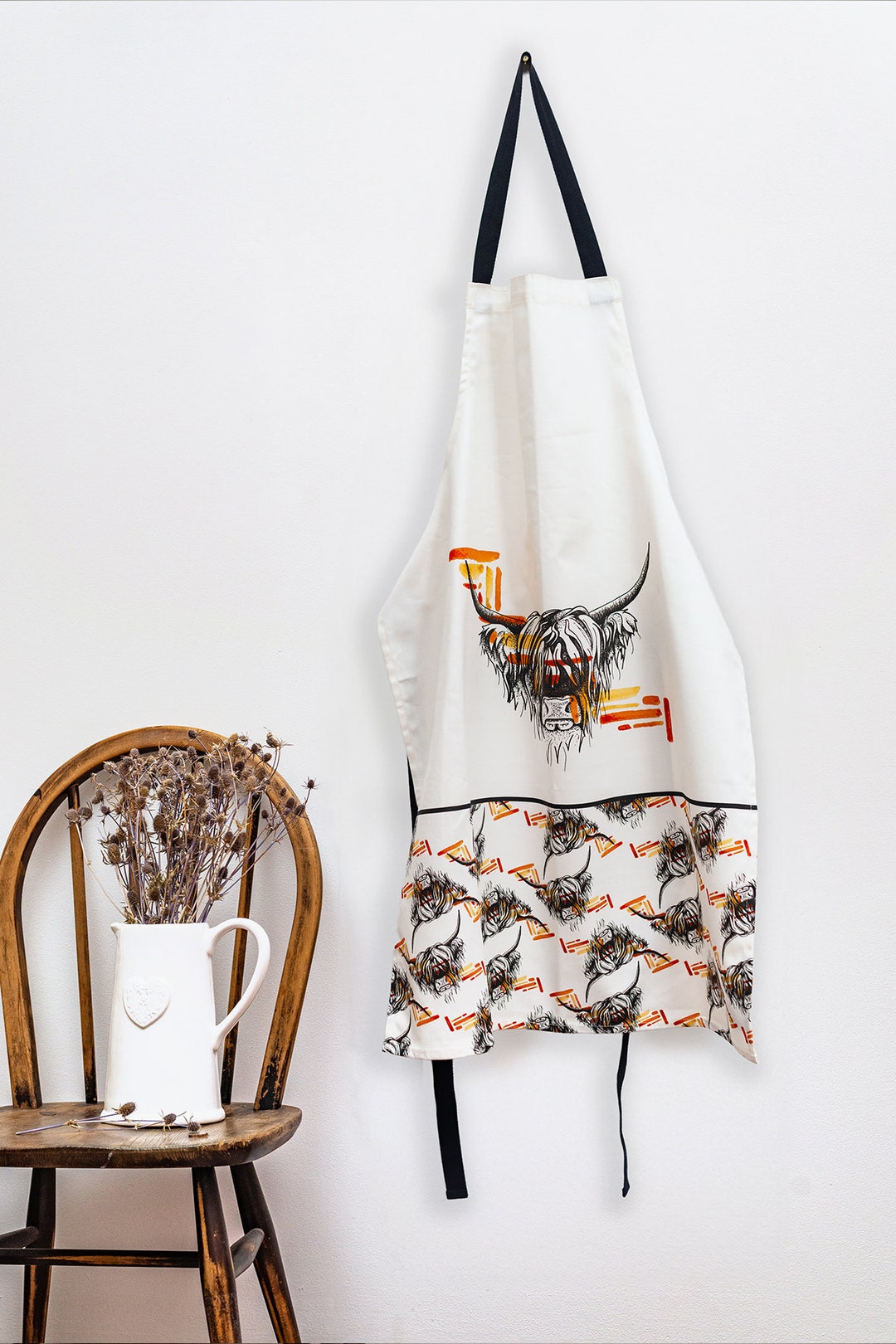 Highland Coo Apron | Highland Cow Kitchen Textiles - Etsy