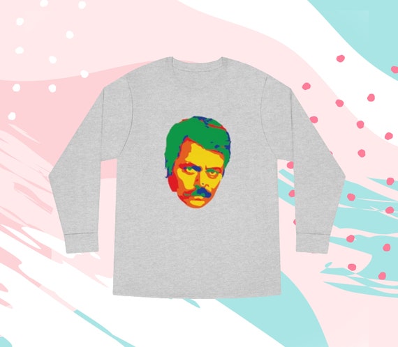 RON SWANSON Parks & Rec Long Sleeve Crewneck Tee | Etsy