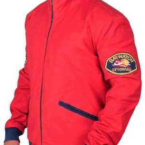 Men's Letterman David Hasselhoff Baywatch Lifeguard Beach Style Red ...