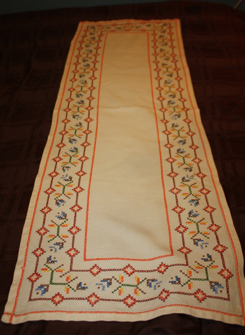 Cross Stitched Runner - Etsy