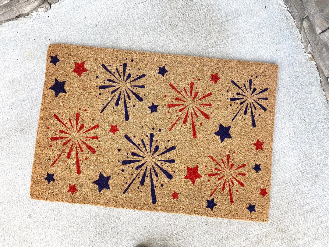 July 4th Fireworks Door Mat | 4th of July Decor | Patriotic Decor | 4th ...