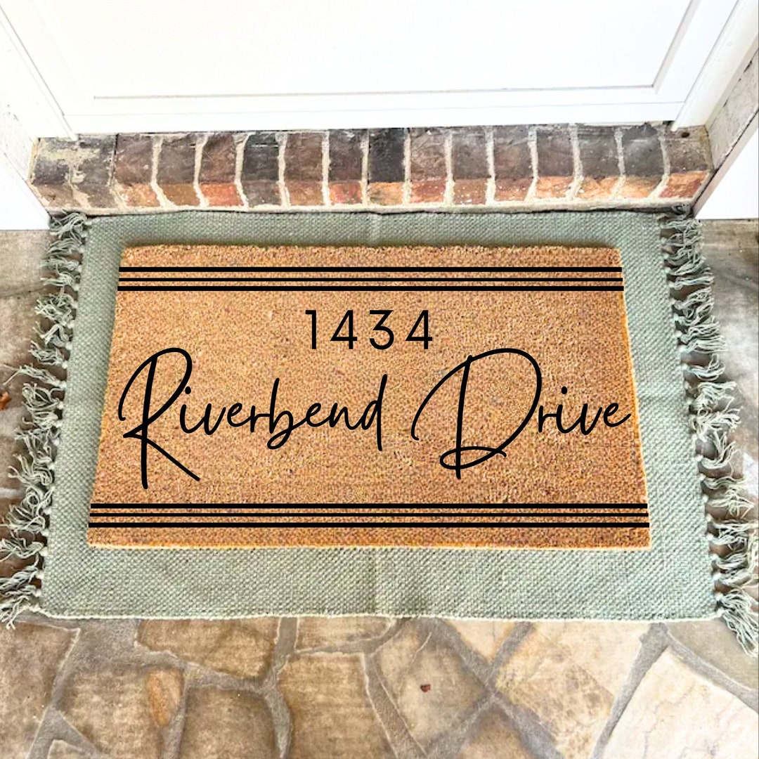 Modern House Number Doormat, Housewarming Gift, Address Sign, Outdoor ...