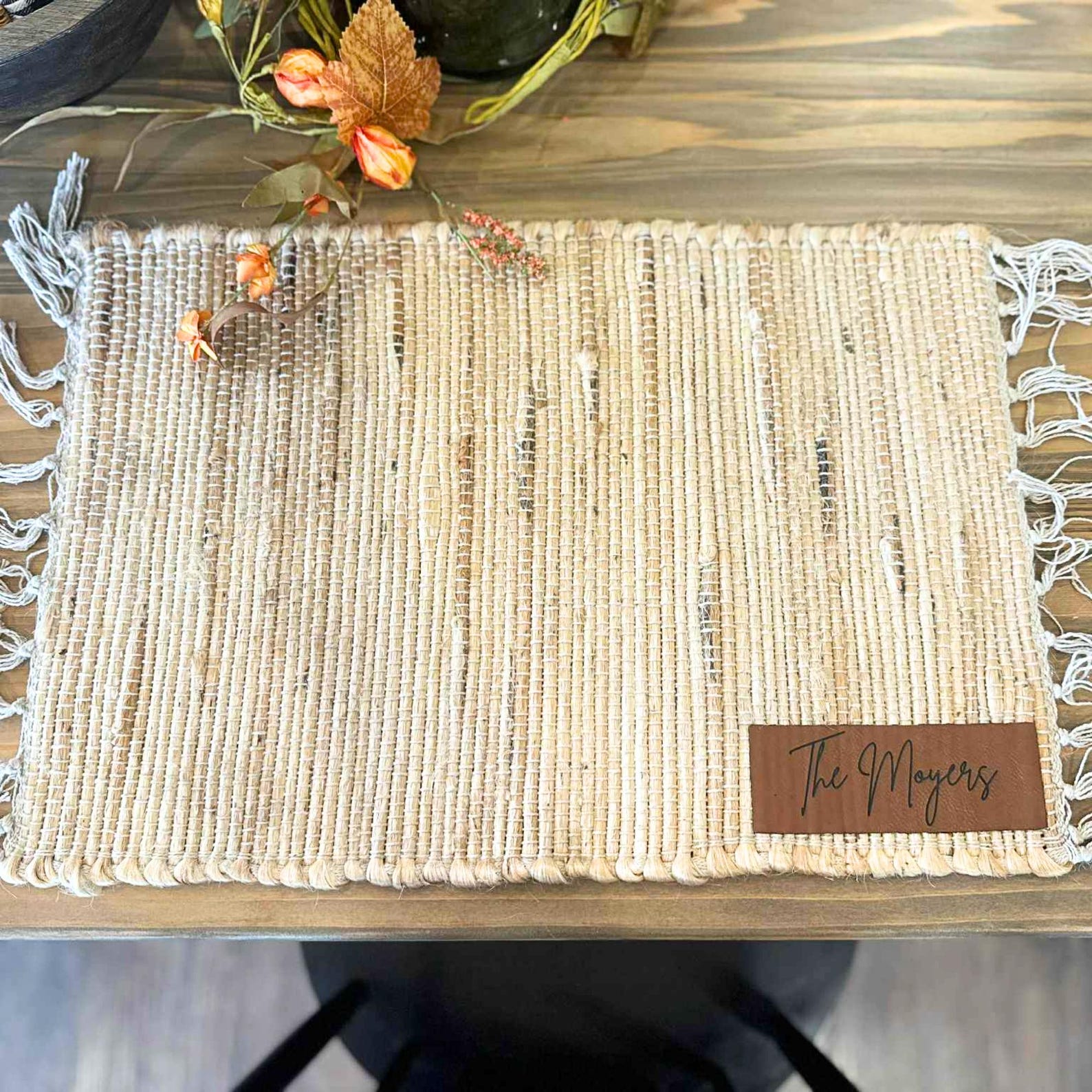 Personalized Placemats, Housewarming Gift, Leather Placemat, Earth Tone ...