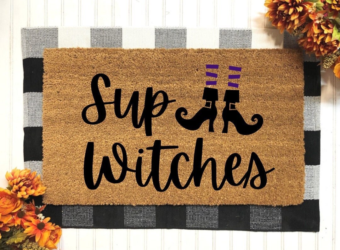 Sup Witches Doormat | Fall Welcome Doormat | Witch Doormat | Halloween ...