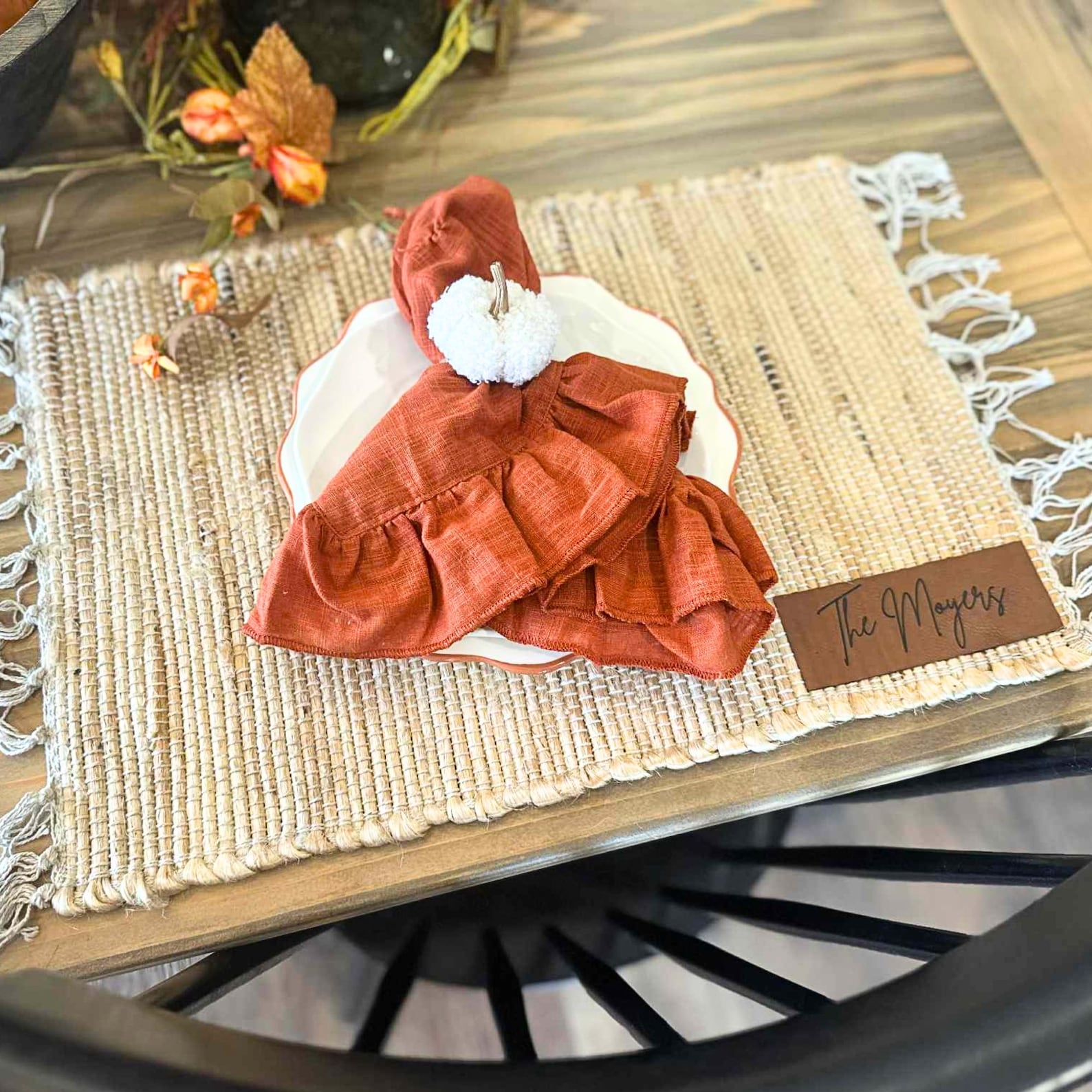 Personalized Placemats, Housewarming Gift, Leather Placemat, Earth Tone ...