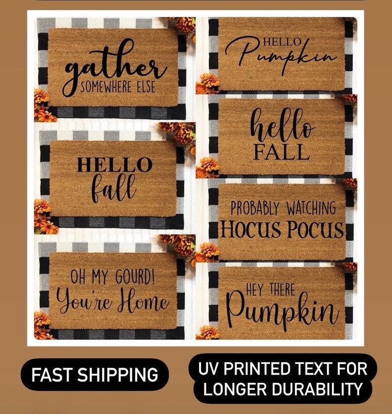 Fall Welcome Mat, Fall Doormat, Welcome Mat, Fall Decor, Pumpkin ...
