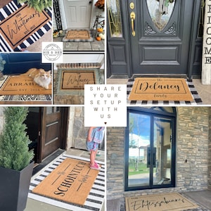 Stripe Monogram Custom Door Mat, Personalized Gift, Housewarming Gift ...