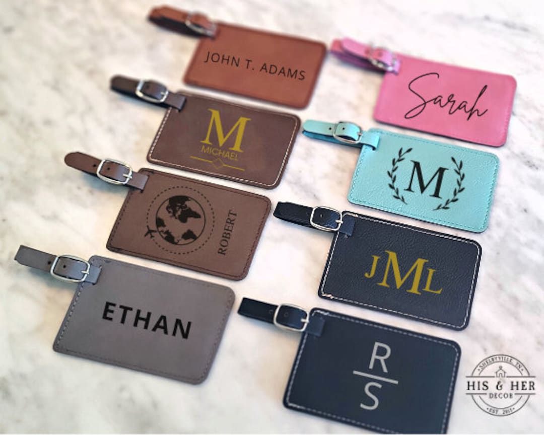 Custom Engraved Luggage Tags | Leather Luggage Tag | Luggage Tags | Travel Gift | Personalized ...