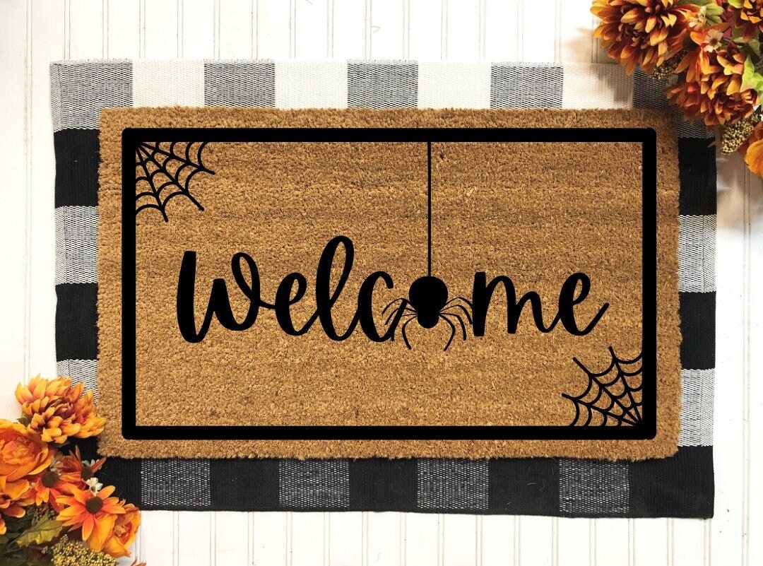 Spider Welcome Doormat Halloween Decor Halloween Doormat - Etsy