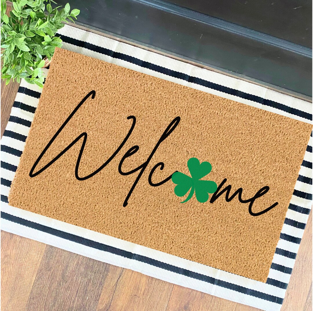 Welcome Shamrock Doormat, St Patrick's Day Decor, St Patrick's Day Door ...