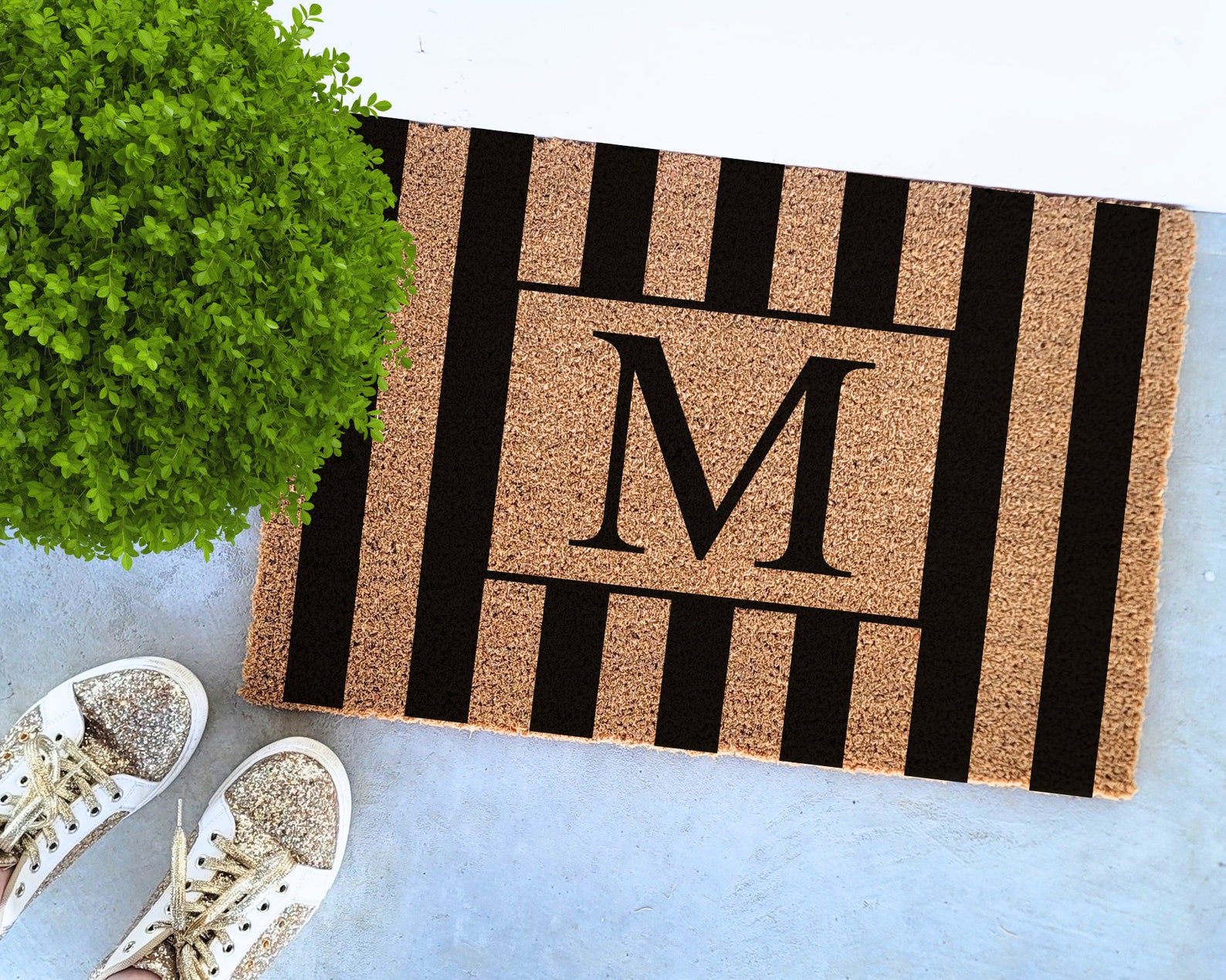 Stripe Monogram Custom Door Mat, Personalized Gift, Housewarming Gift ...
