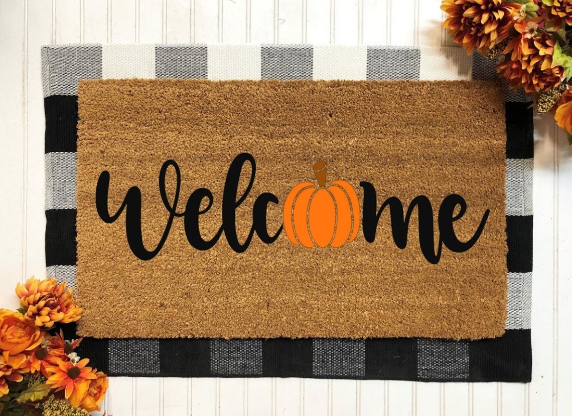 Cute Pumpkin Door Mat Welcome Pumpkin Door Mat Welcome Mat - Etsy