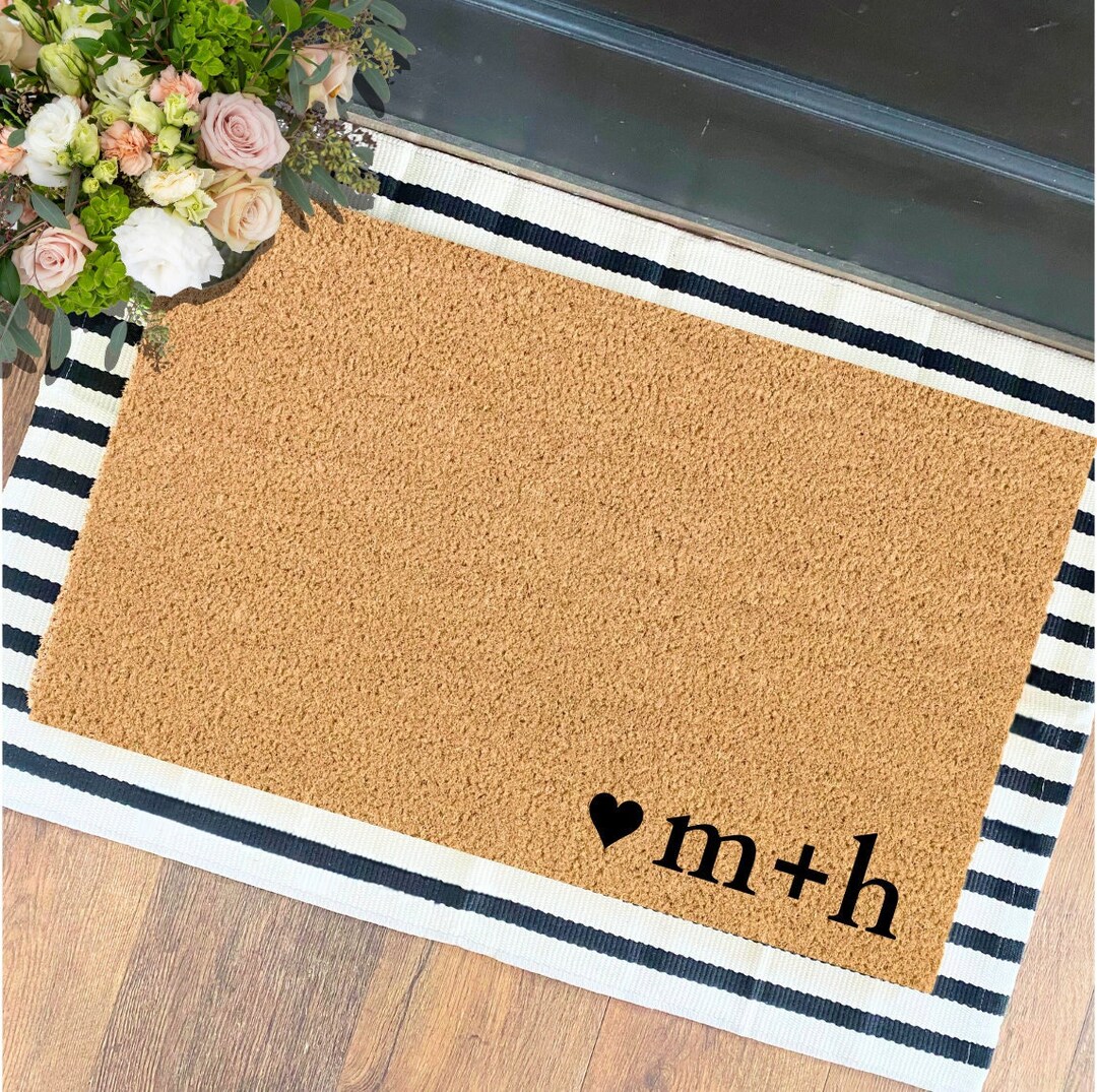 Custom Door Mat With Couples Initials | Personalized Gifts | Monogram ...