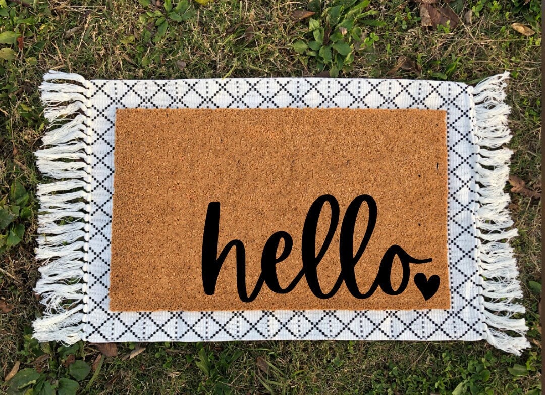 Hello Heart Doormat | Hello Door Sign | Housewarming Gift | Wedding ...
