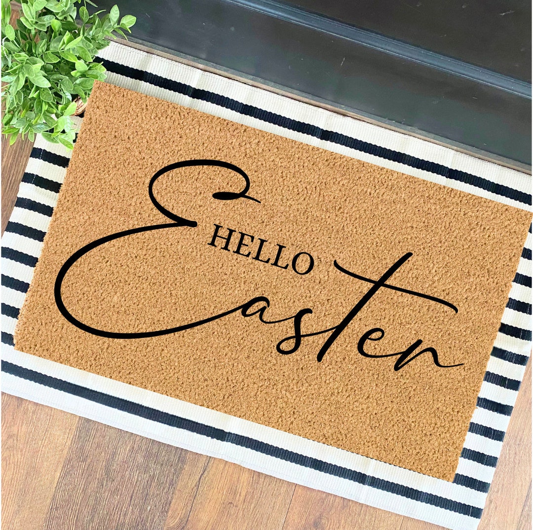 Hello Easter Door Mat, Easter Door Mat, Door Mat, Spring Doormat ...