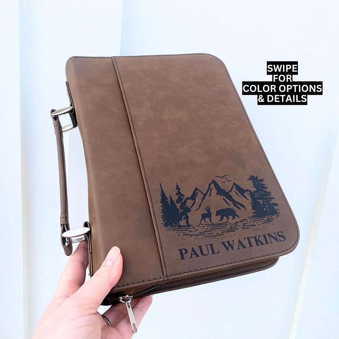 Personalized Men's Leather Bible Cover, Anniversary Gifts for Him ...