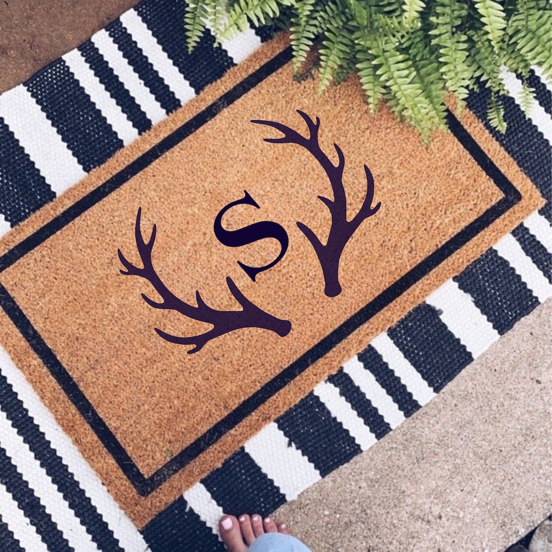 Monogram Antler Doormat | Monogram Gifts for Her | Gift for Women ...