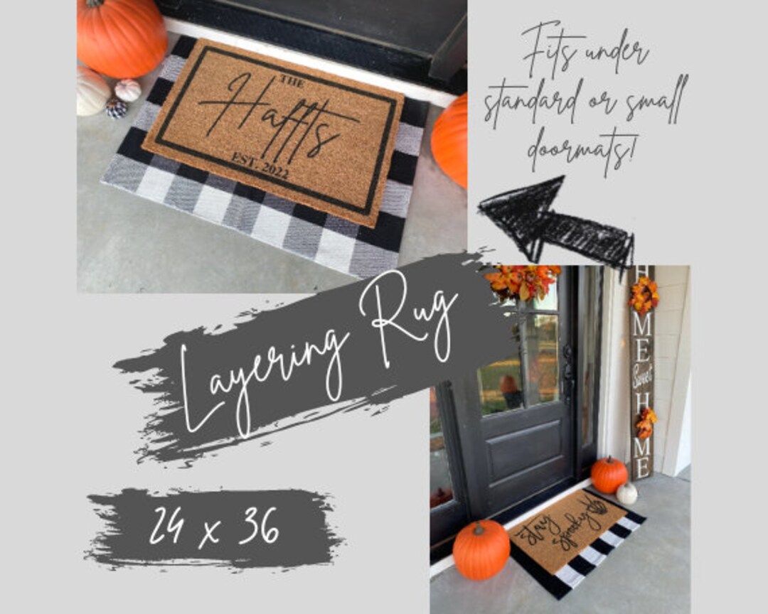 Doormat Layering Rug, Decorative Rug, Rug Under Doormat, Black and ...