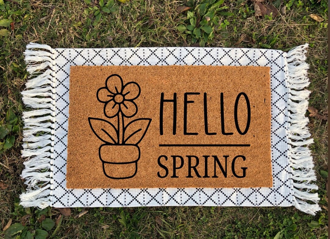 Daisy Hello Spring Door Mat | Hello Spring Doormat | Daisy Doormat ...