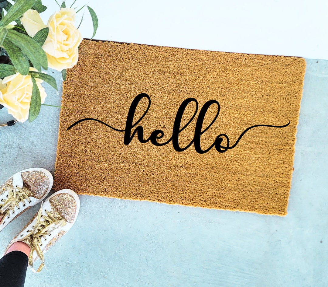 Hello Door Mat, Hello Welcome Mat, Hello Sign, Welcome Doormat, Welcome ...