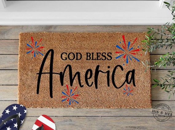 God Bless America Doormat 4th of July Patriotic Doormat - Etsy