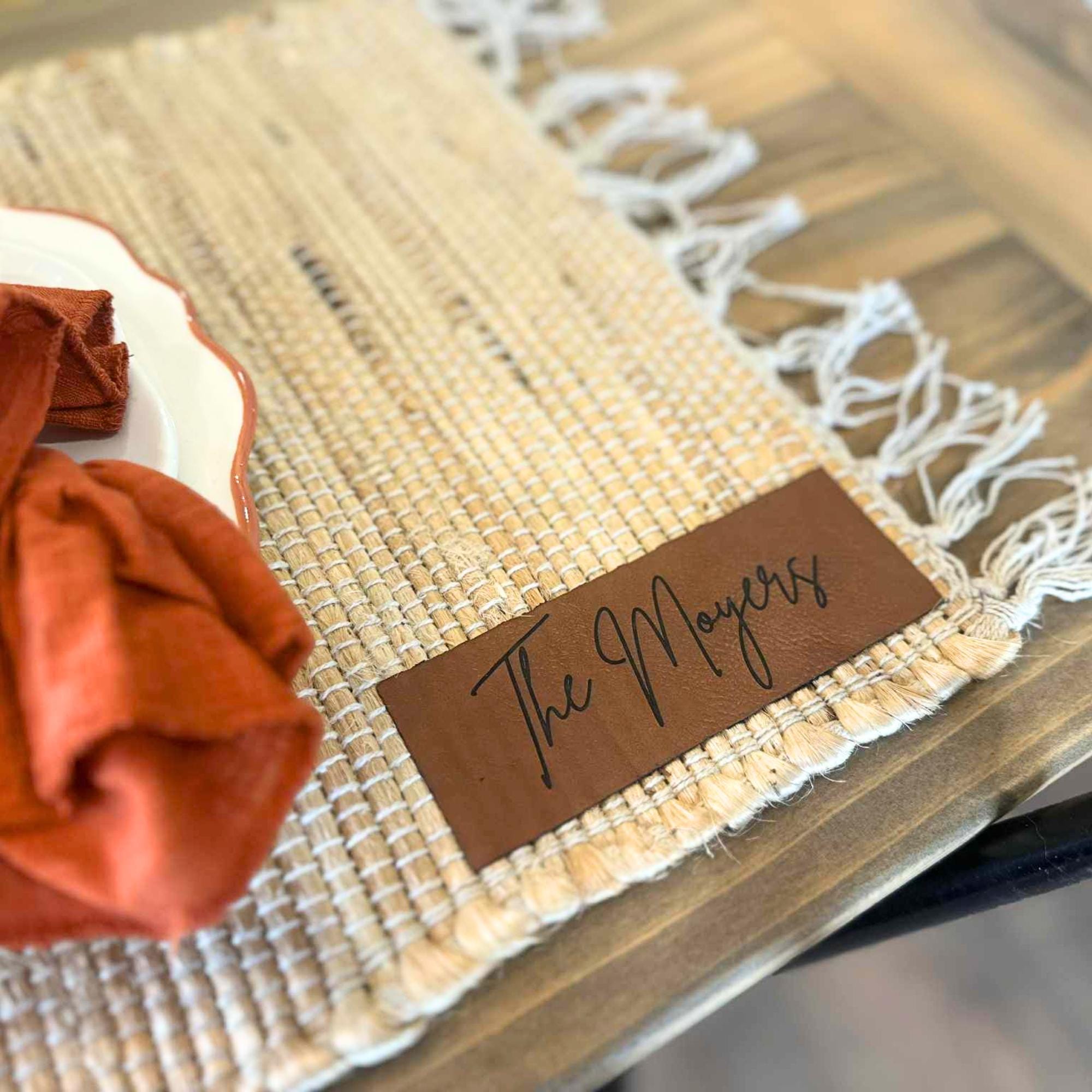 Personalized Placemats, Housewarming Gift, Leather Placemat, Earth Tone ...