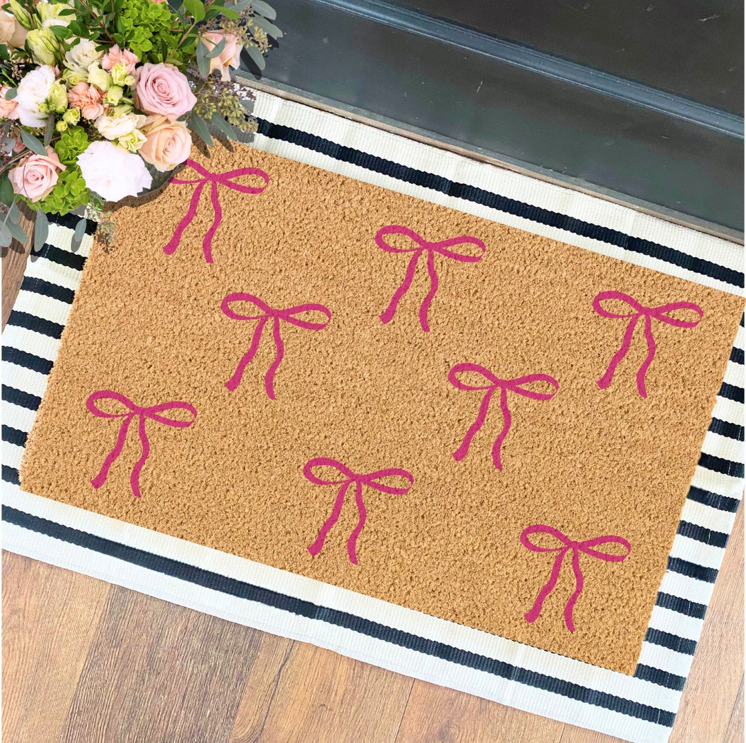 Bow Print Doormat | Bows | Pink Bows | Gift for Her | Welcome Mat ...
