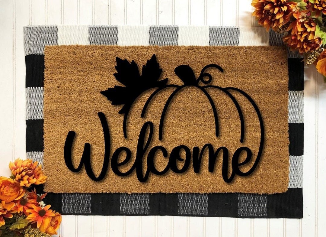 Fall Welcome Mat, Fall Doormat, Welcome Mat, Fall Decor, Pumpkin ...