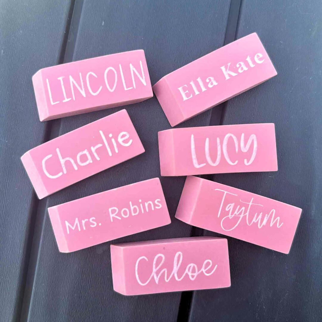 Custom Pink Erasers With Names, Back to School Gift Supplies, Name ...