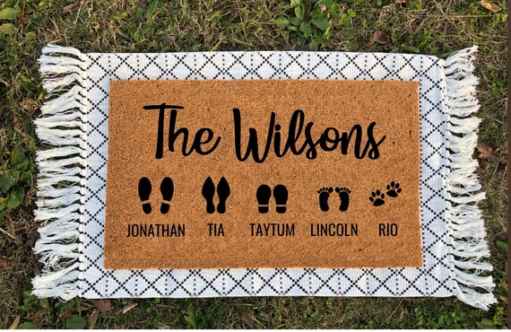 Custom Footprint Family & Pet Name Doormat Custom Door Mat - Etsy