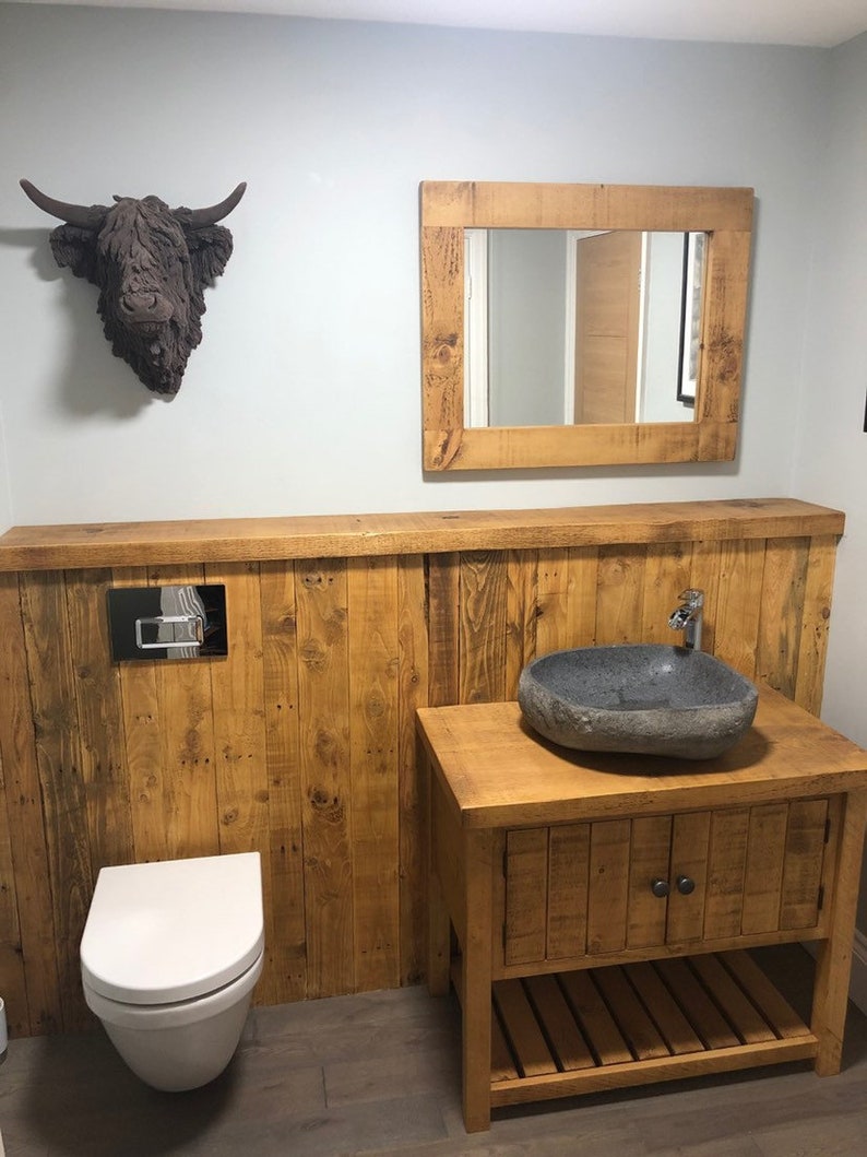 Rustic Chunky Solid Wood Bathroom Washstand Vanity Sink Unit - Etsy Rustic Chunky Solid Wood Bathroom Washstand Vanity Sink Unit - Etsy