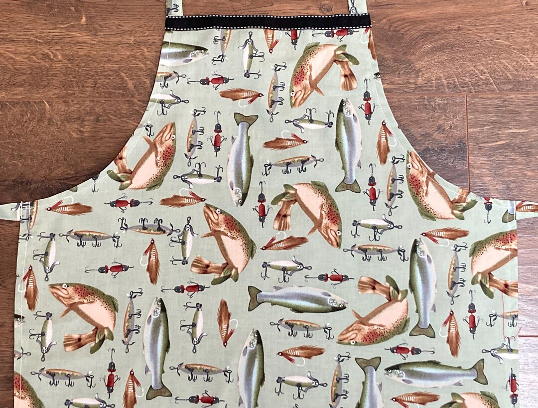 Youth (5-8) or Tween (10-14) Size Fishing Apron, Kids Fish and Lure ...