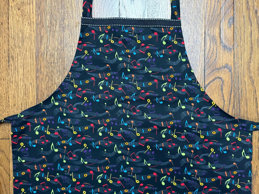 Musical Notes Print Adult Apron, Music Lovers Apron, Mens Womens Music ...
