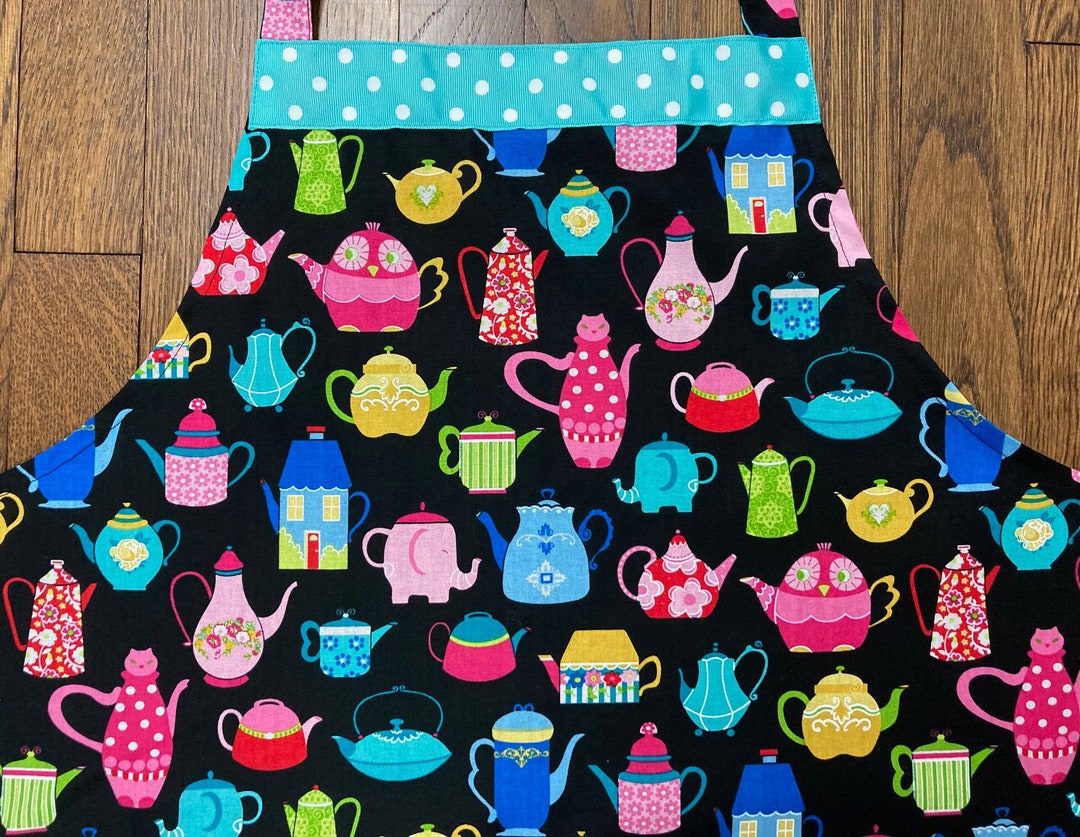 Plus Size Tea Time Tea Pot Print Adult Apron, Tea Lovers XL Apron ...